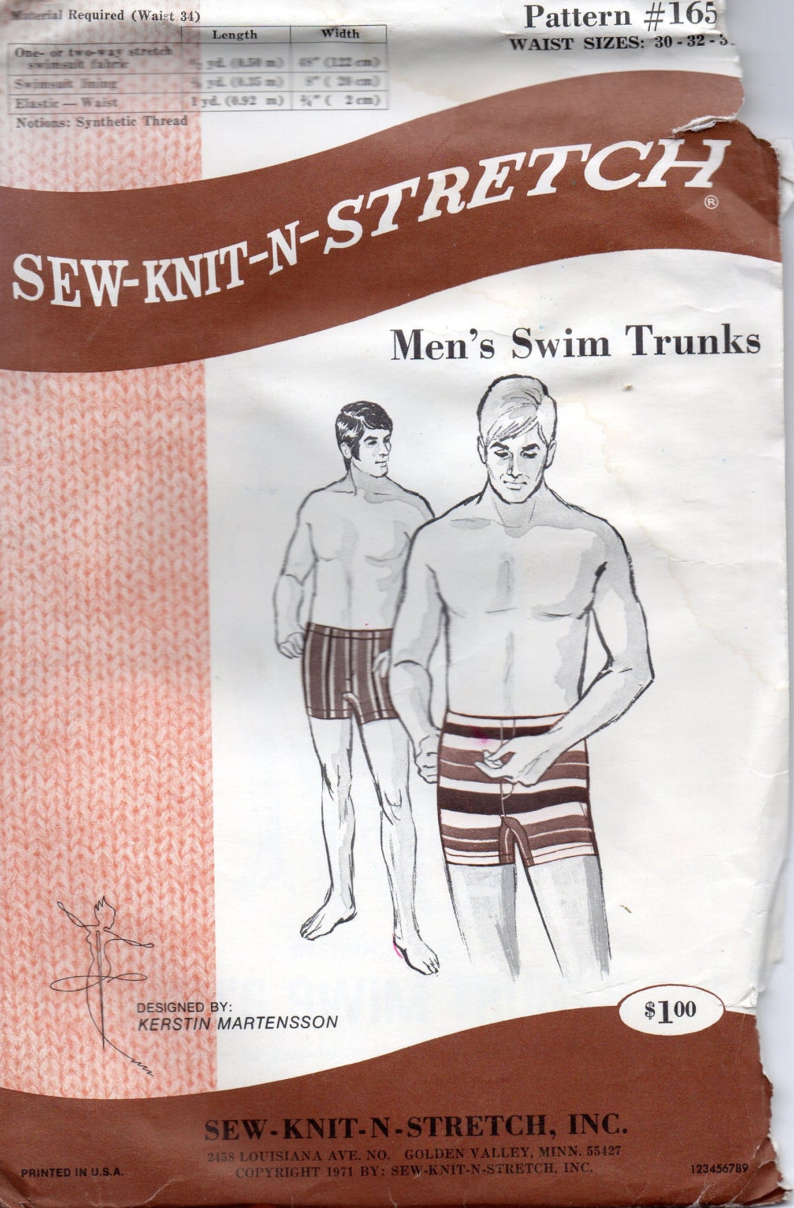 Sew Knit N Stretch 165 Mens Swim Trunks Pattern Adult Teen Vintage ...