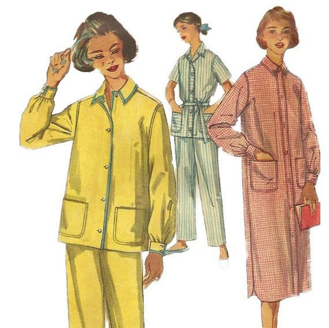 Simplicity 2242 1950s Two Piece Pajamas and Nightshirt Pattern Womens ...