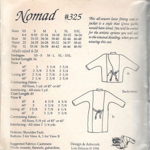 Nomad 325 Nomad Journey Jacket or Coat Pattern Kimono Style Shawl ...