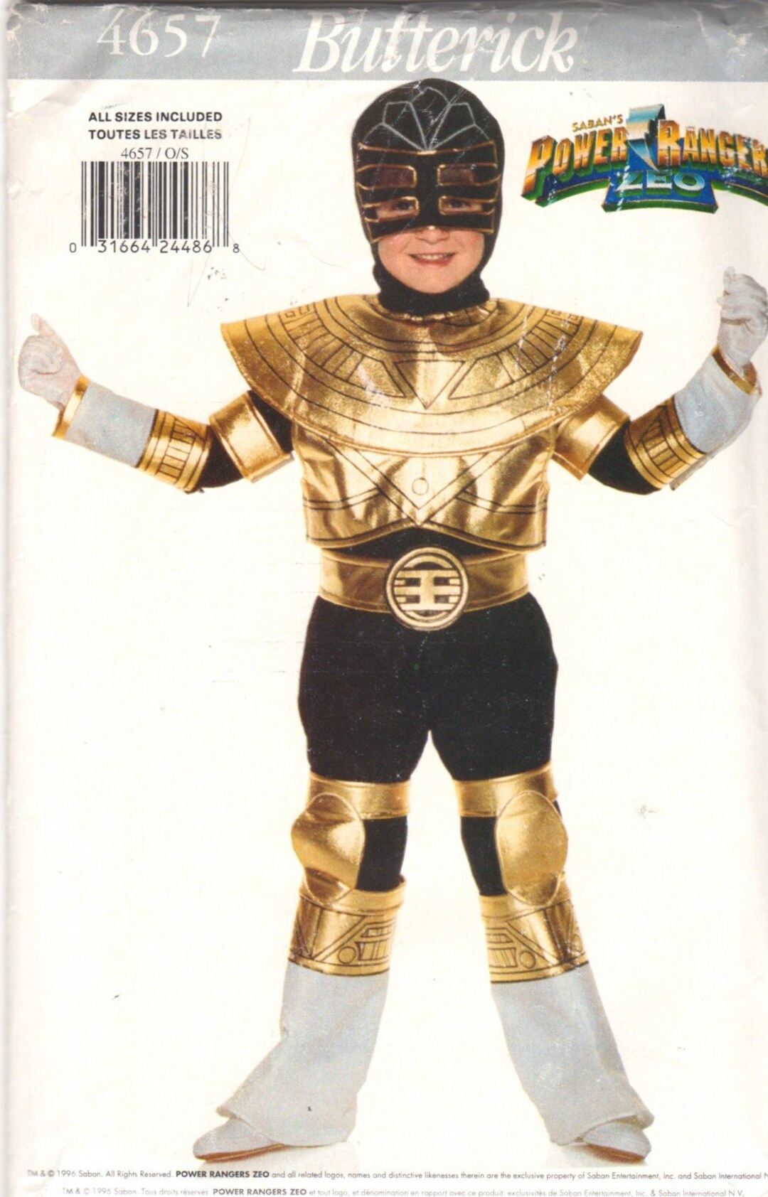 Butterick 4657 Boys Girls Teen POWER RANGER Zeo Costume Pattern Childs ...