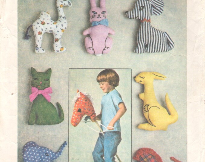 Simplicity 7744 1970s Stick Horse Pattern Stuffed Camel Bunny Dog Cat ...