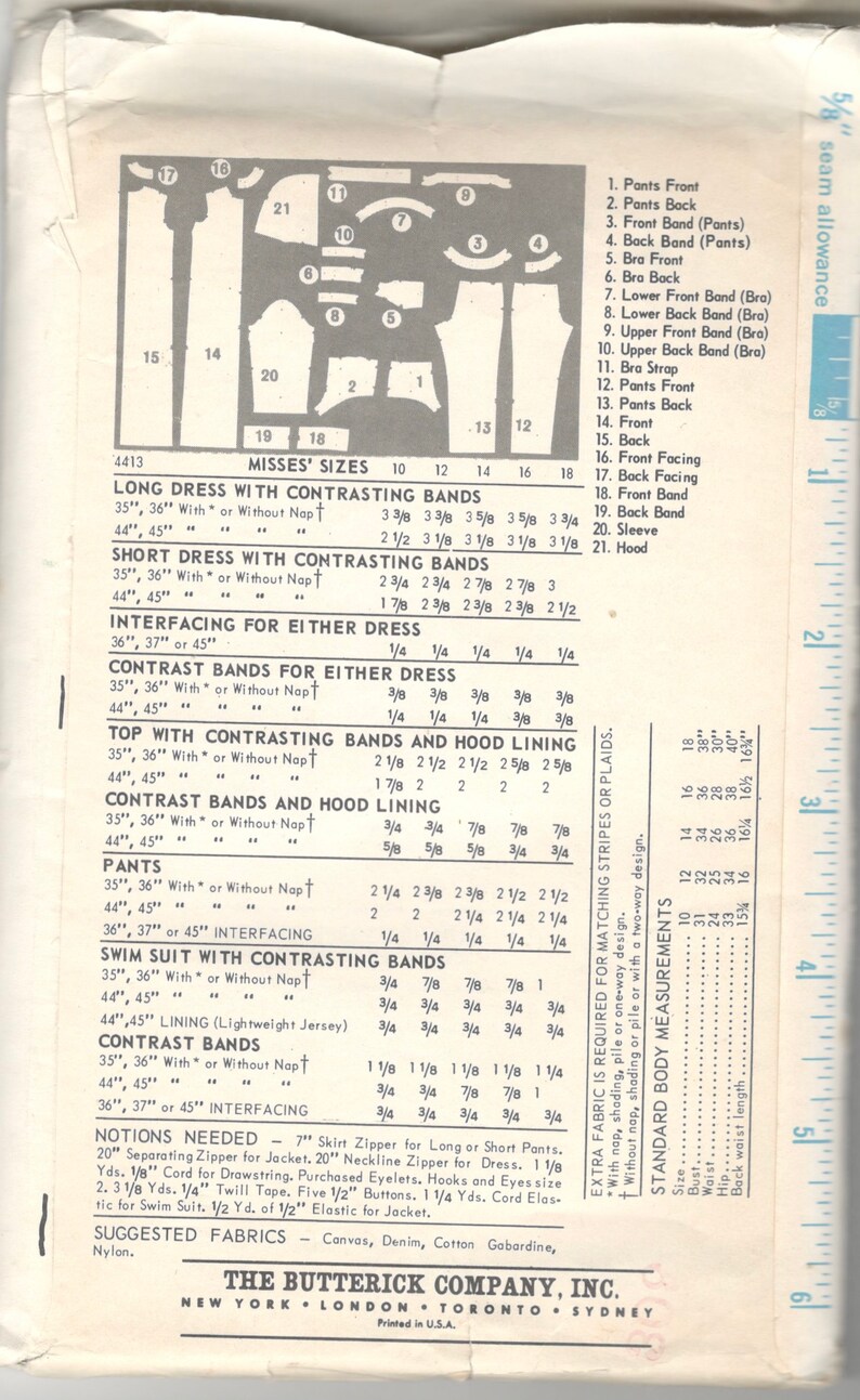 Butterick 4413 1960s Misses 2 Piece Swimsuit Dress Hooded | Etsy