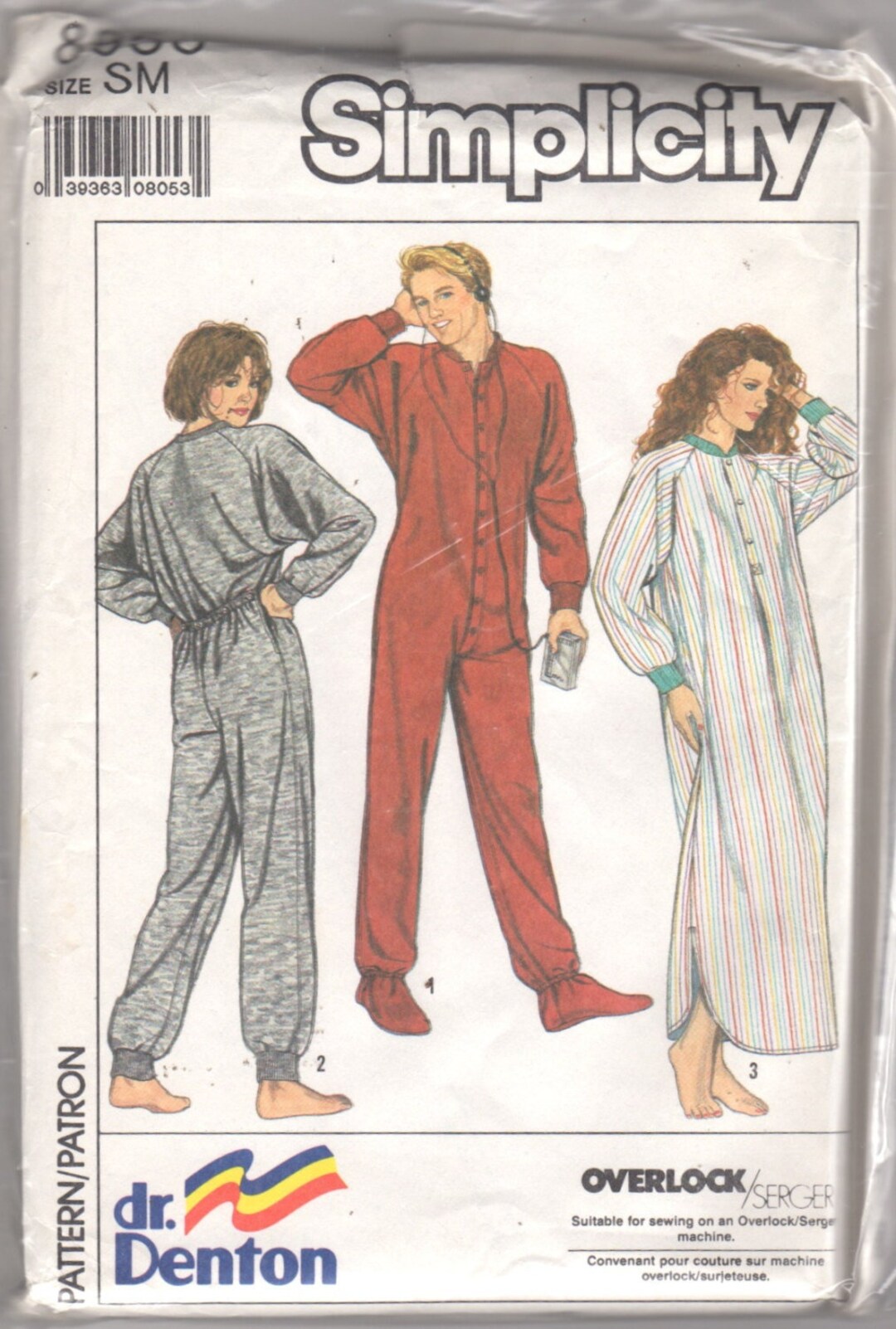 Simplicity 8958 80s Mens Womens Nightshirt Pattern Footed Drop Seat ...