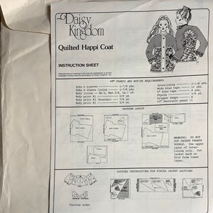 1980s Daisy Kingdom Quilted Happi Coat Pattern Oriental Collarless ...