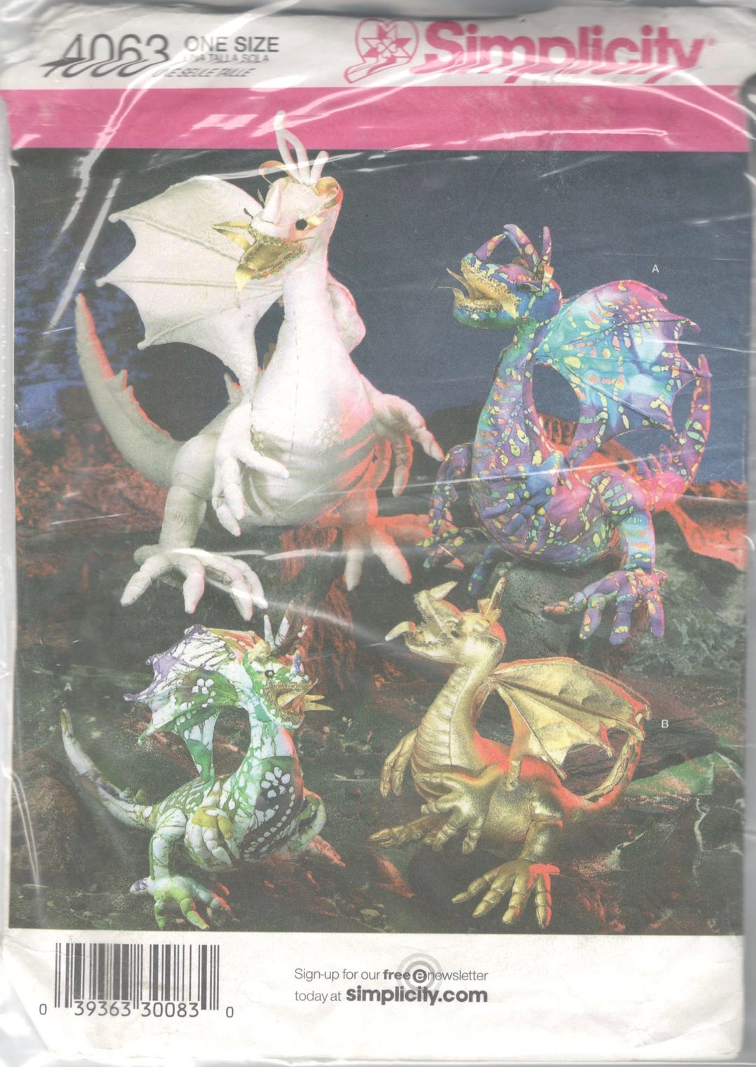 Simplicity 4063 Mythological Soft Sculpture Winged DRAGONS Pattern ...