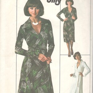Simplicity 7705 1970s Designer Style Wrap Dress Pattern Womens Vintage ...