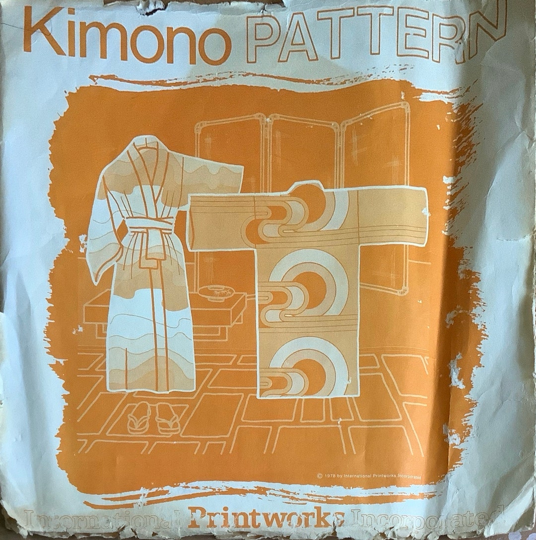 International Printworks Kimono 1980s Womens Japanese Robe Pattern ...