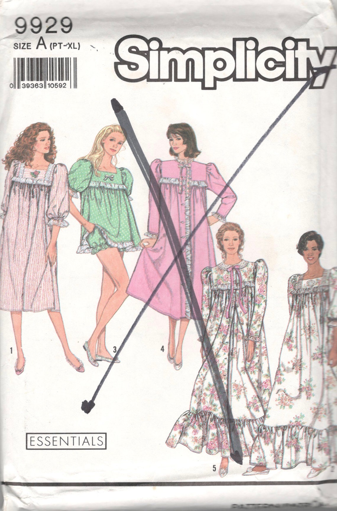 Simplicity 9929 Misses Pullover Nightgown Baby Doll Pajamas | Etsy