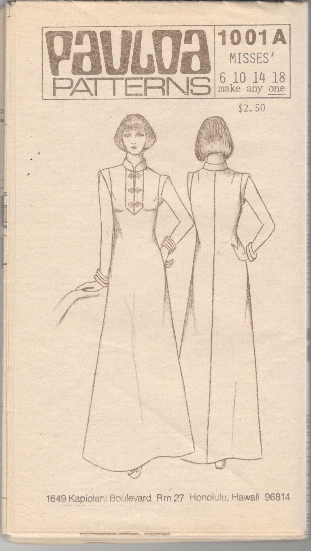 Pauloa 1001A Misses Far East Style A Line Dress Pattern Asian Womens ...