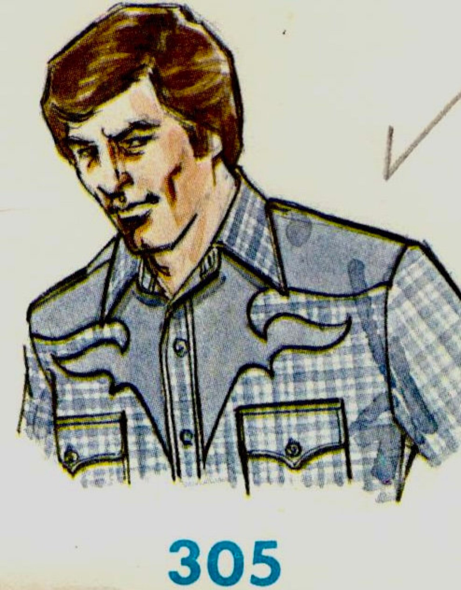 Authentic 304 Mens Western Shirt YOKE Pattern Shaped Yoke Adult 1970s ...