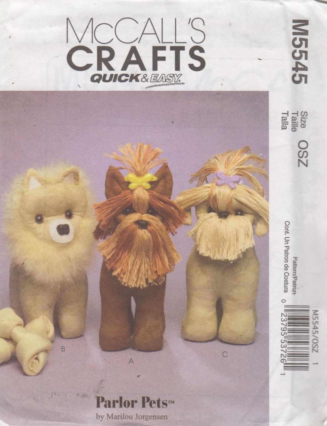 Mccalls 5545 Toy Breed Pups Parlor Pets Pattern Marilou Jorgensen Easy ...