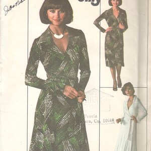 Simplicity 7705 1970s Designer Style Wrap Dress Pattern Womens Vintage ...