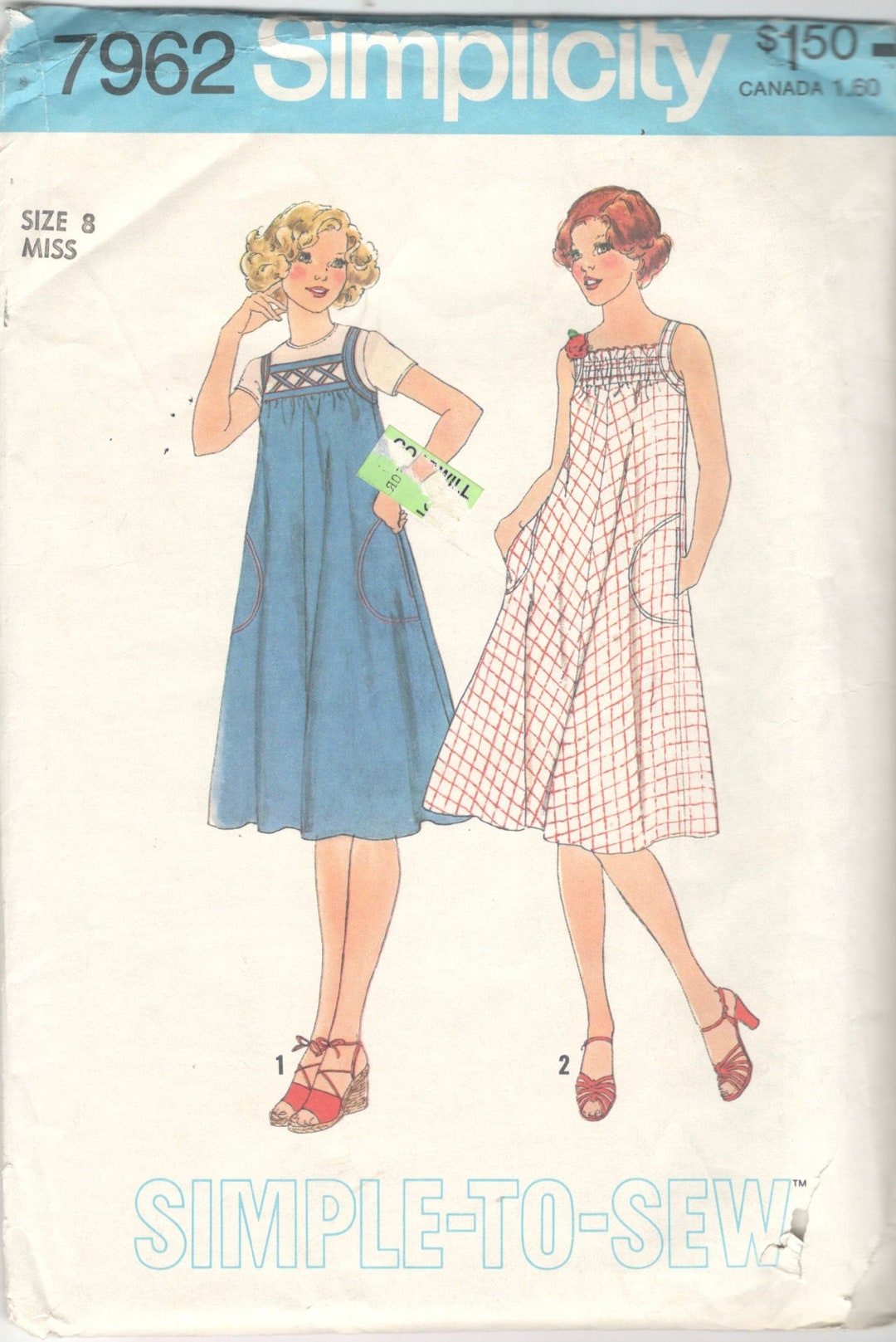 1970s Simplicity 7962 Misses Easy Pullover Tent Dress Jumper Pattern ...