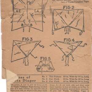 Vanta Diaper Pattern 1900s Pinless and Buttonless Cloth Diaper Pattern ...