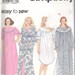Simplicity 8780 Womens Robe Nightgown 2 Lengths Pattern Plus Size EZ ...