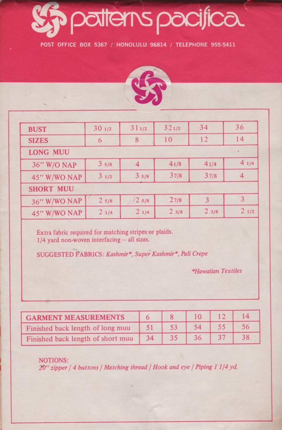 Patterns Pacifica 3012 1970s Muu Muu Tent Dress Pattern in Two - Etsy