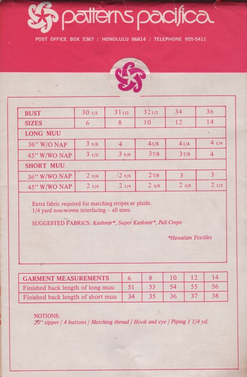 Patterns Pacifica 3012 1970s Muu Muu Tent Dress Pattern in Two - Etsy