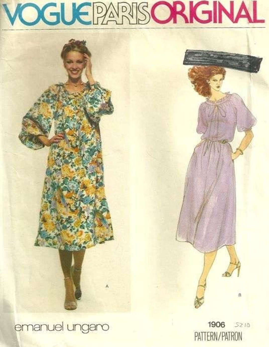 Vogue 1906 1970s Loose Fitting Pullover Dress Pattern Paris Original ...