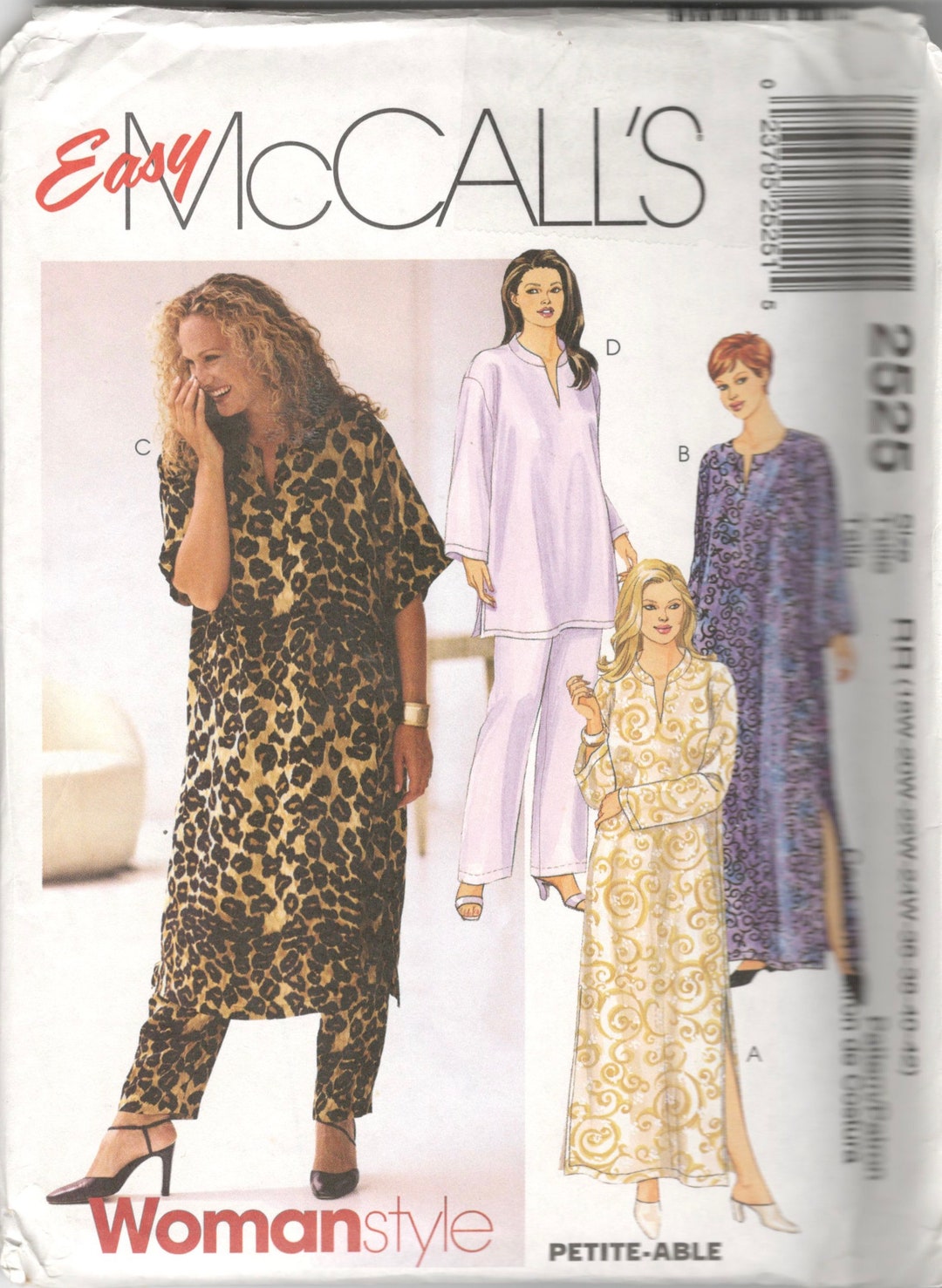 V Neck Pullover Caftan Tunic Top Pull on Pants Pattern Mccalls 2525 ...