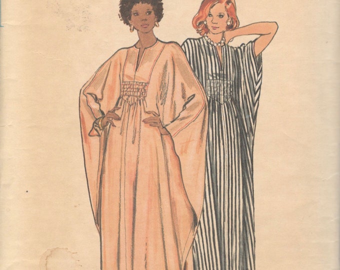Butterick 3172 1970s Misses Shirred Batwing Caftan Pattern Womens ...