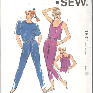 Kwik Sew 1832 1980s Misses Jumpsuit Pattern Two Lengths Scoop Neck ...