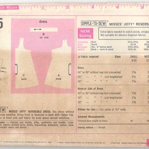 Simplicity 8125 Jiffy Womens Reversible Wrap Dress Pattern Sleeveless 1960s Vintage Sewing ...