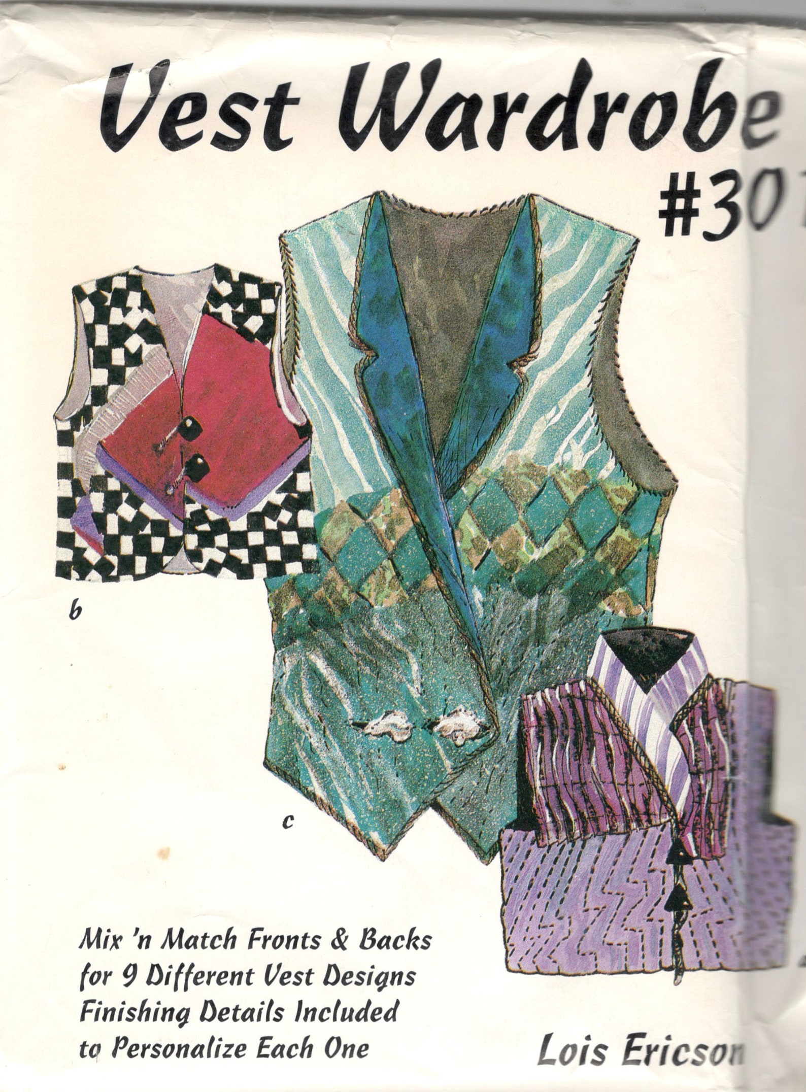 Lois Ericson 301 Vest Wardrobe Pattern 3 Styles Asymmetrical - Etsy