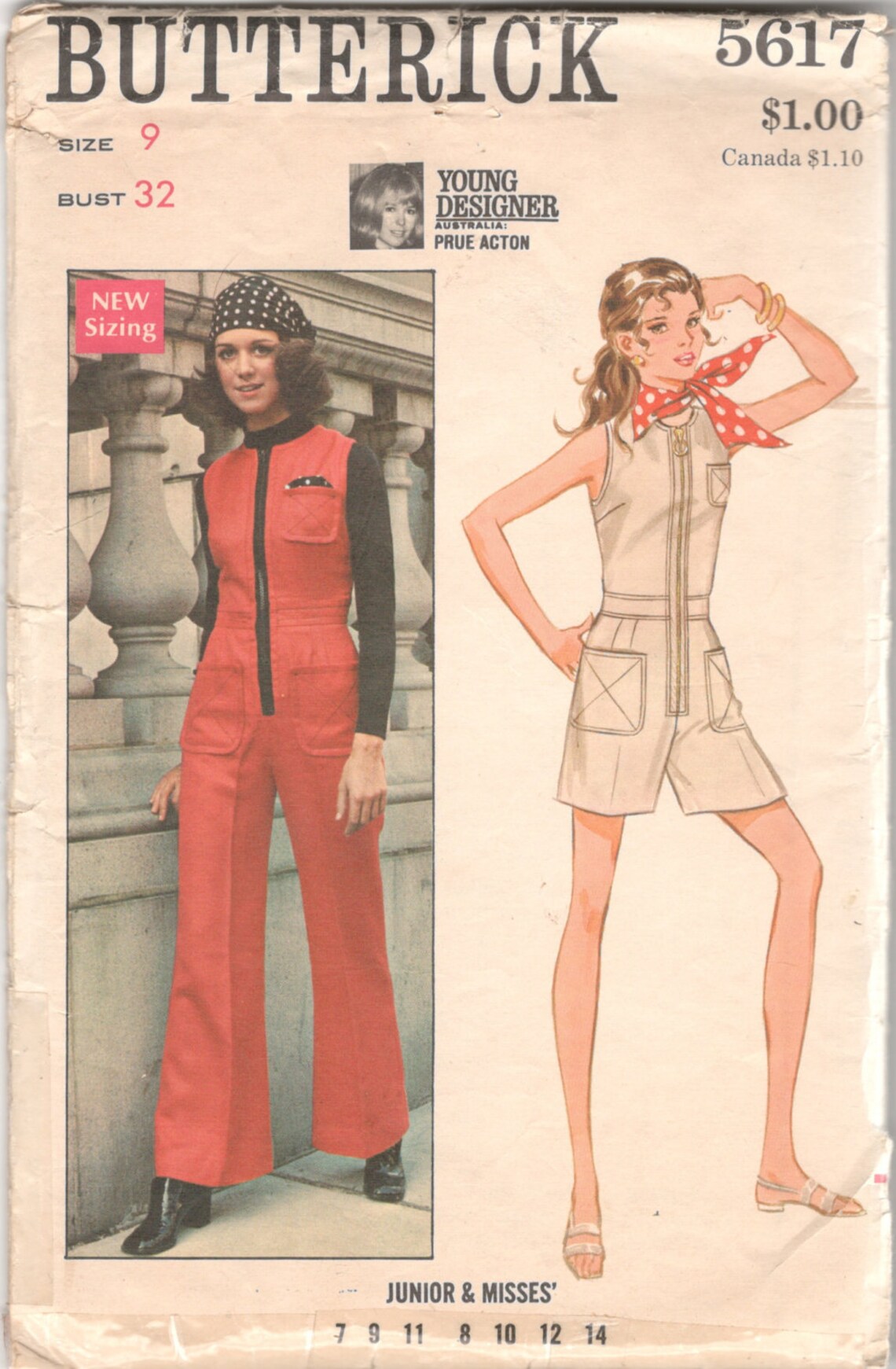 1960s Butterick 5617 Junior Zip Front Romper JUMPSUIT Pattern - Etsy