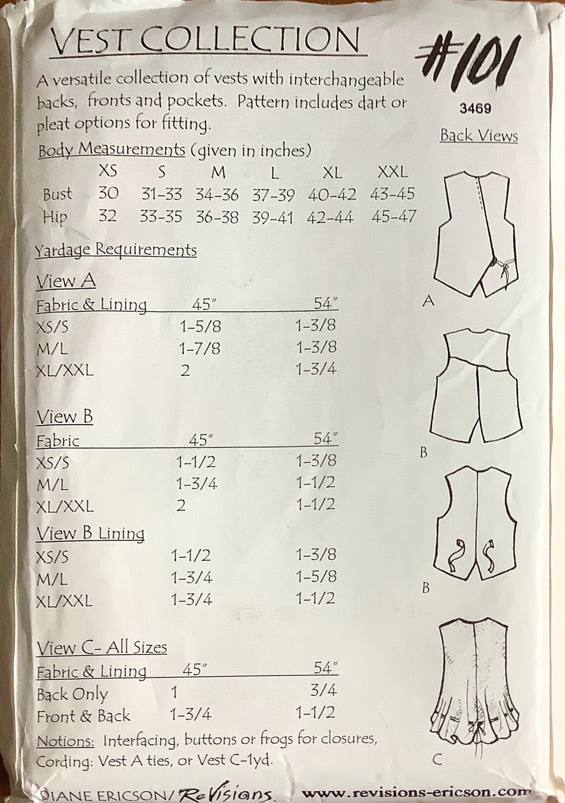 Revisions 101 3469 Versatile Vest Collection Pattern 3 Design Diane ...