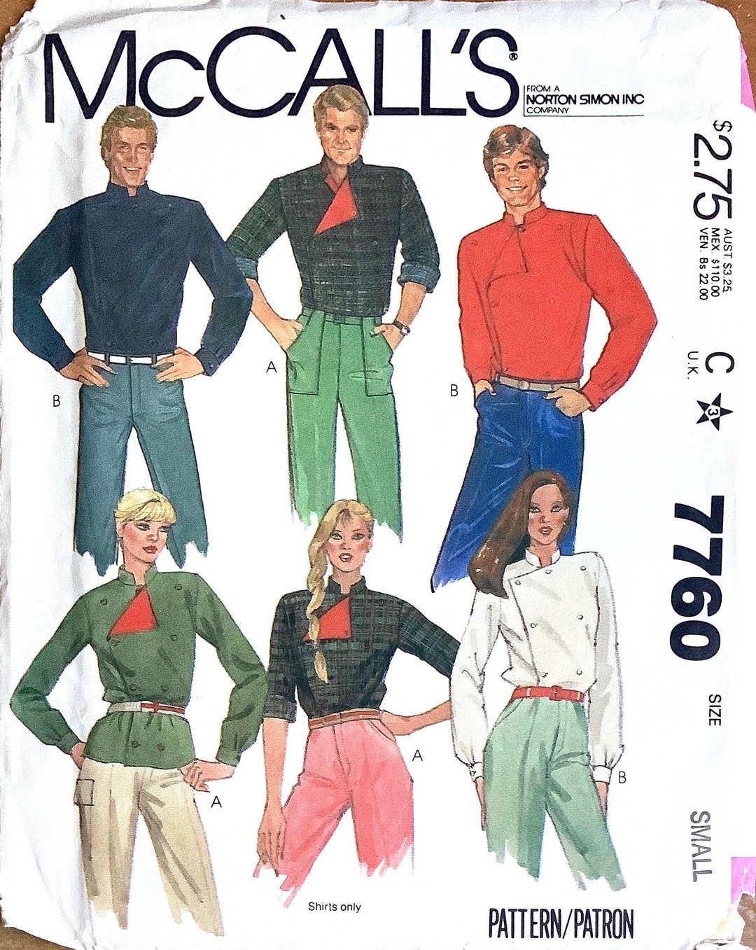 Mccalls 7760s Western Shirts Pattern Double Breasted Nehru - Etsy