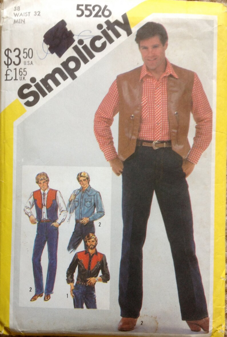 Simplicity 5526 1980s Mens Western Decorative Yoke Shirt Vest - Etsy
