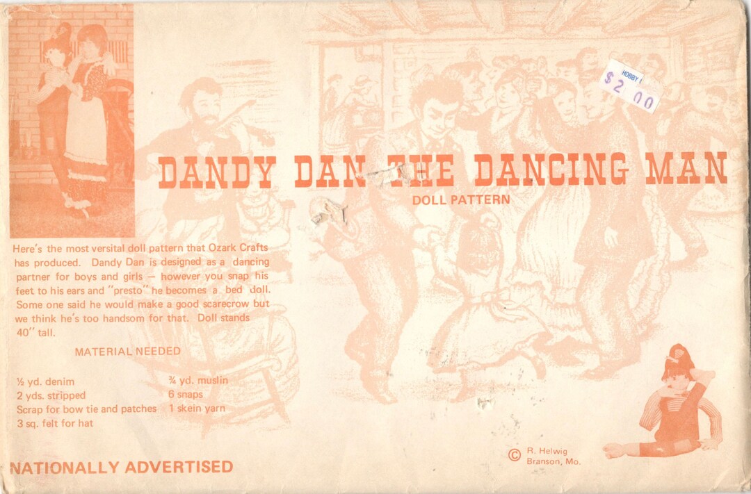 Ozark Dandy Dan the Dancing Man Life Size Doll Pattern Vintage Sewing ...