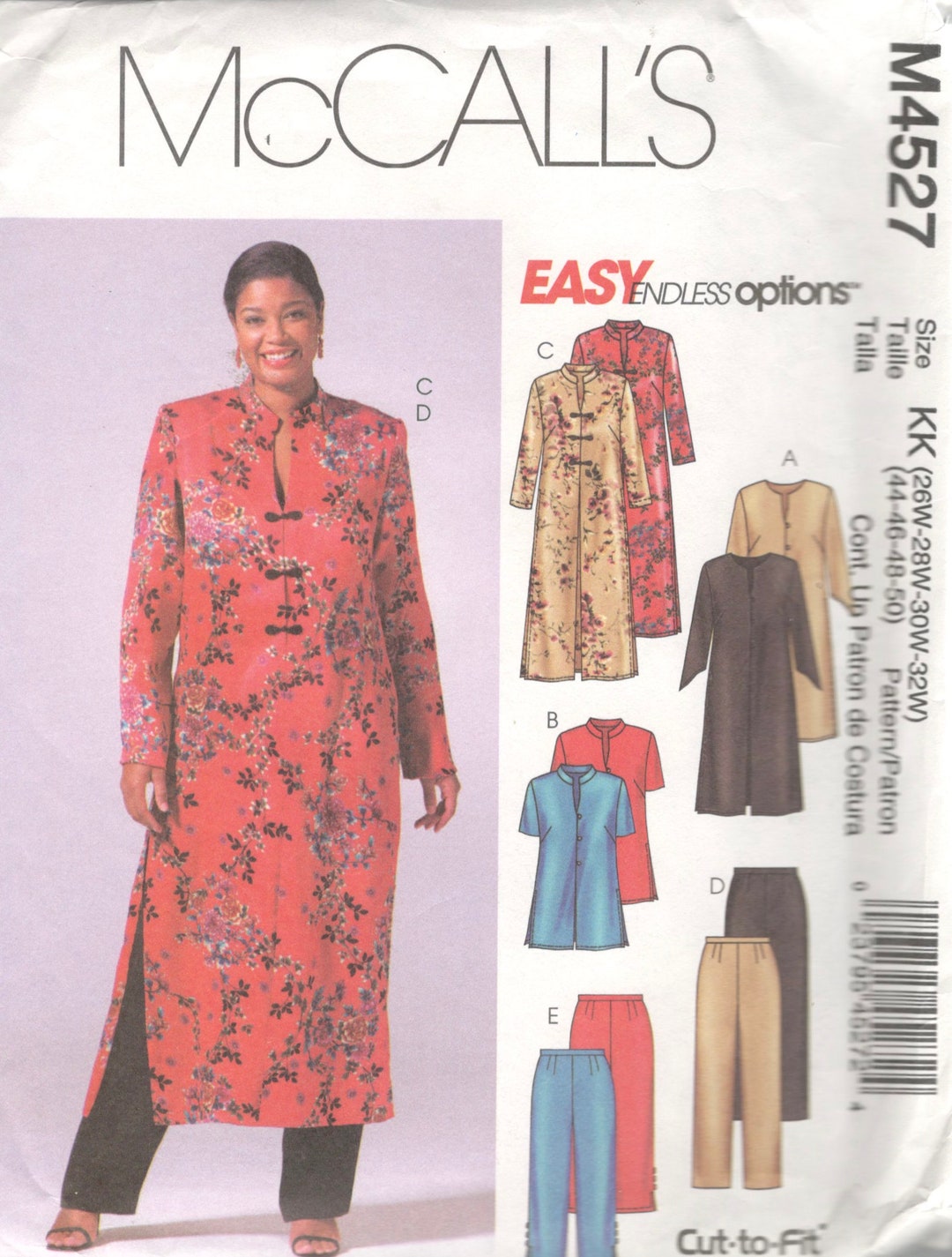 Mccalls 4527 Endless Options Womens Asian Oriental Flair Dress Tunic Pants Capris Pattern Plus ...