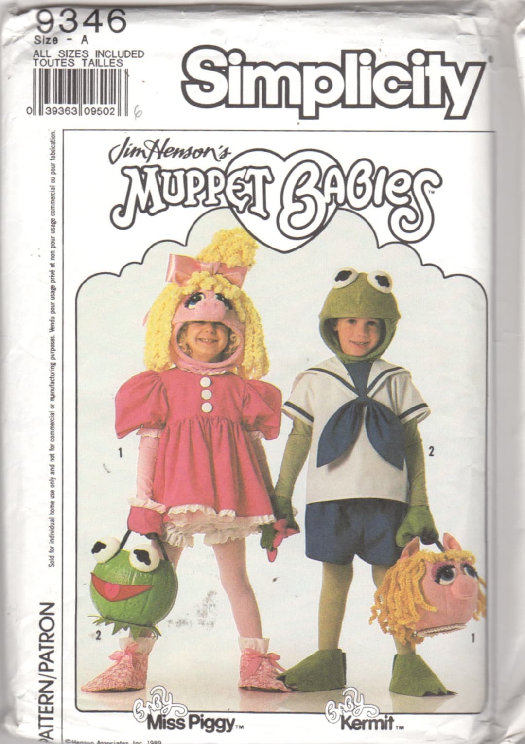 Simplicity 9346 0616 Childs Muppet Babies Costume Pattern Miss Piggy ...