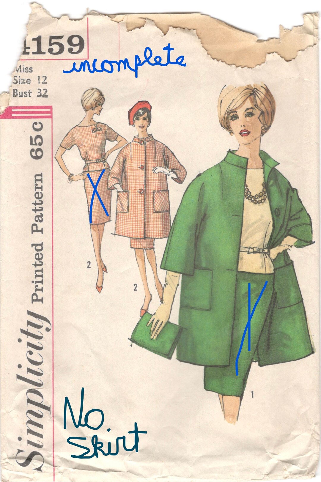 1960s Simplicity 4159 Misses Coat and Blouse Pattern Womens Vintage ...