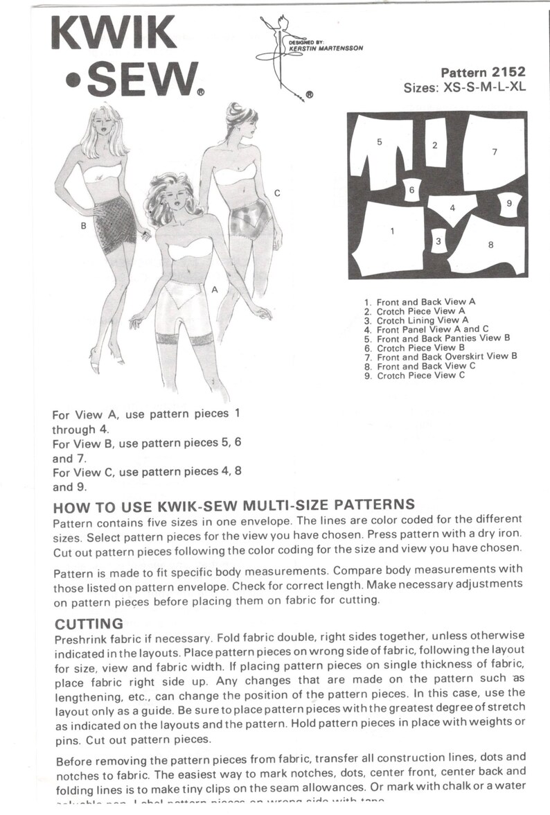 Kwik Sew 2152 Misses Body Shapers Pattern Girdle in 3 Styles Control ...