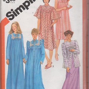 Simplicity 5330 1980s Misses Nightgown Robe Bed Jacket Pattern Womens ...