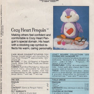 Butterick 3379 1980s COZY HEART PENGUIN Care Bear Cousin Pattern ...