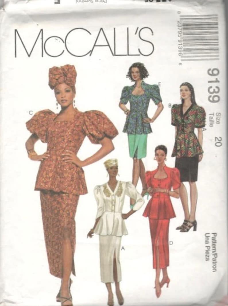 Mccalls 9139 Skirt in Two Lengths Peplum Top and Hat Afrocentric ...
