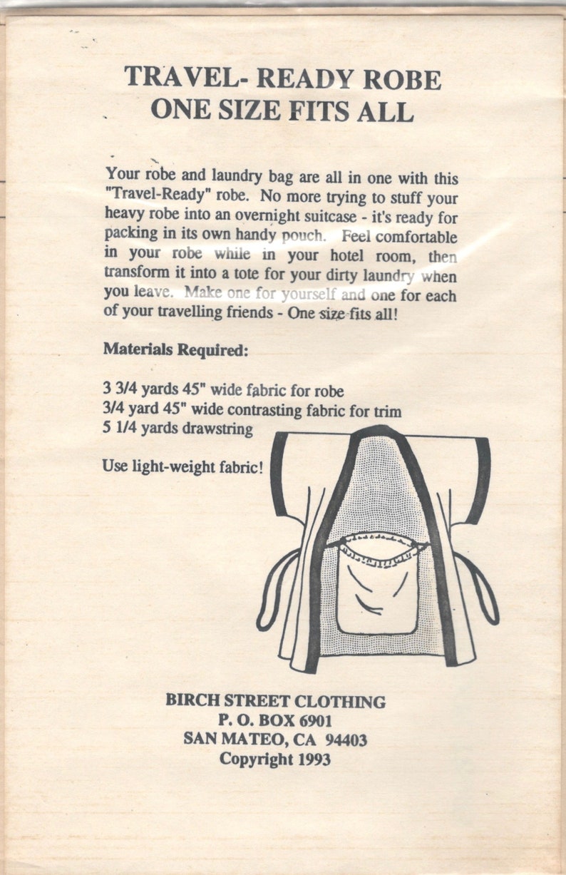 Birch Street Travel Ready Robe Pattern Unisex Converts to - Etsy