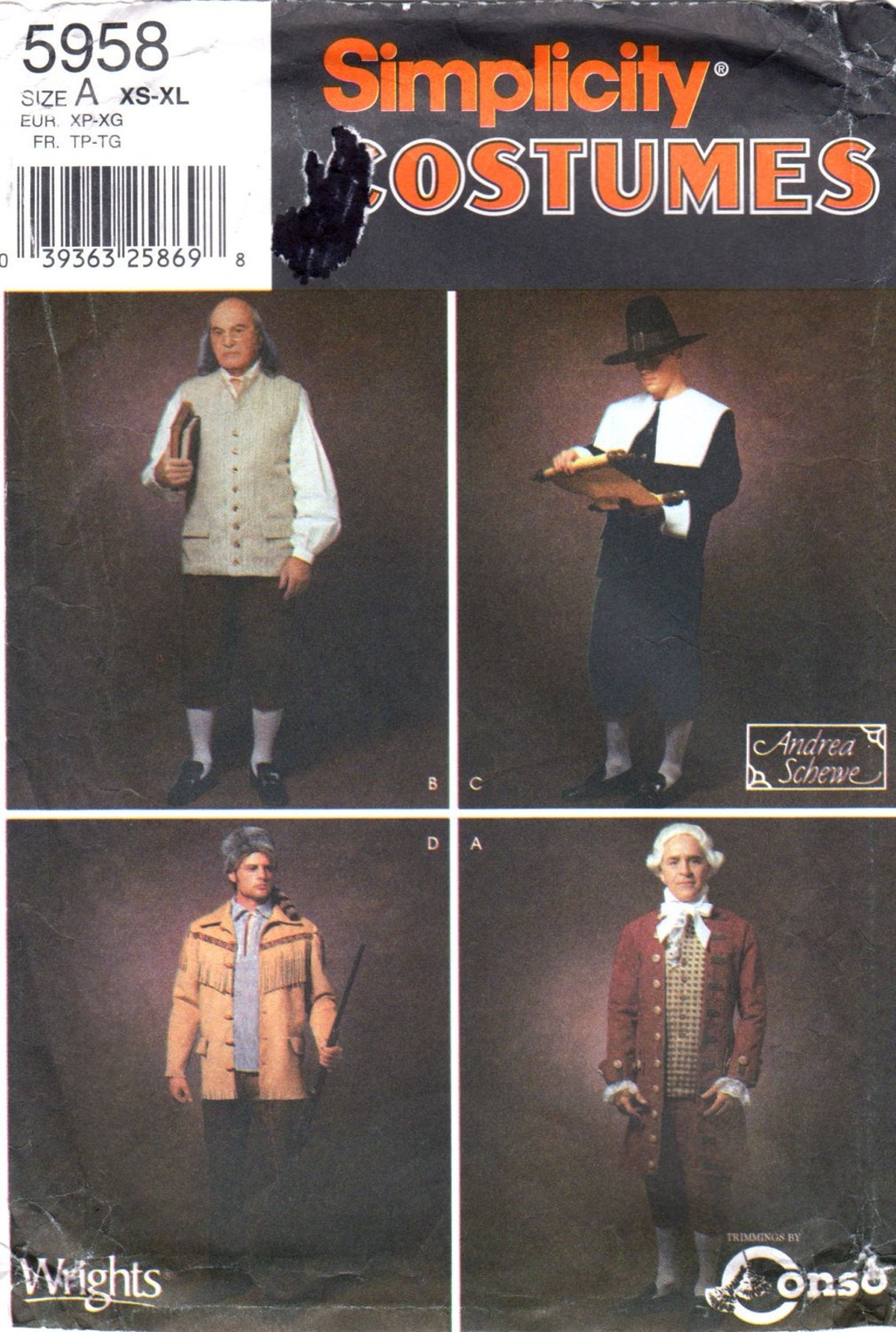 Simplicity 5958 Historical Costumes Pattern Ben Franklin - Etsy