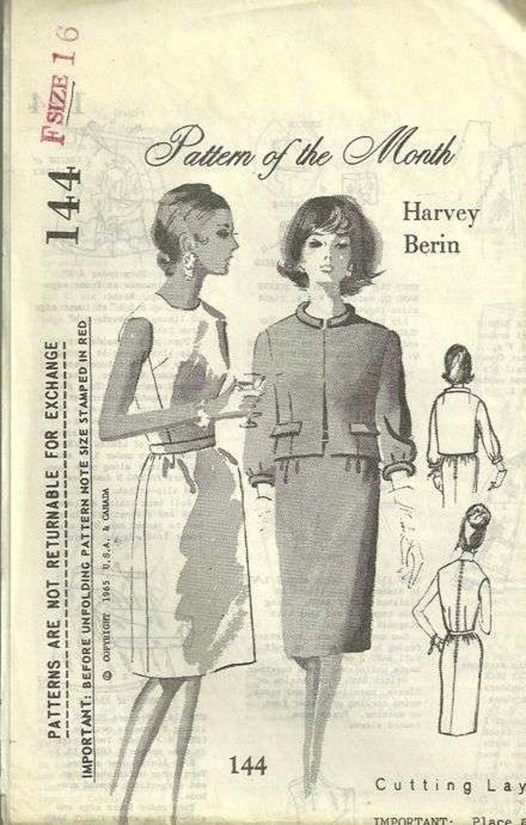 Spadea 144 1960s Harvey Berin Misses Sleeveless Dress and Jacket ...