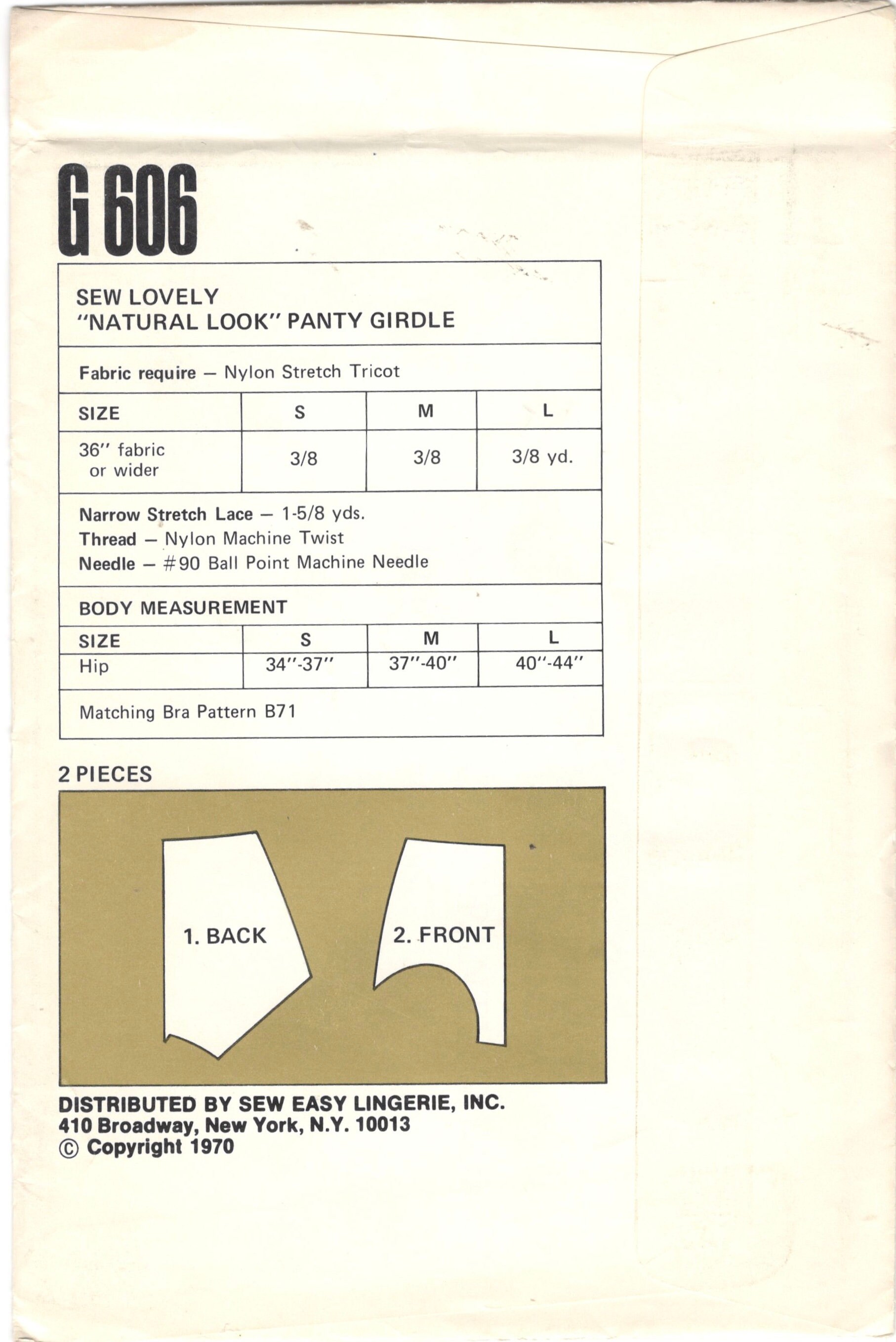 Sew Lovely G606 1970s Natural Look Panty Girdle Pattern Womens Vintage ...