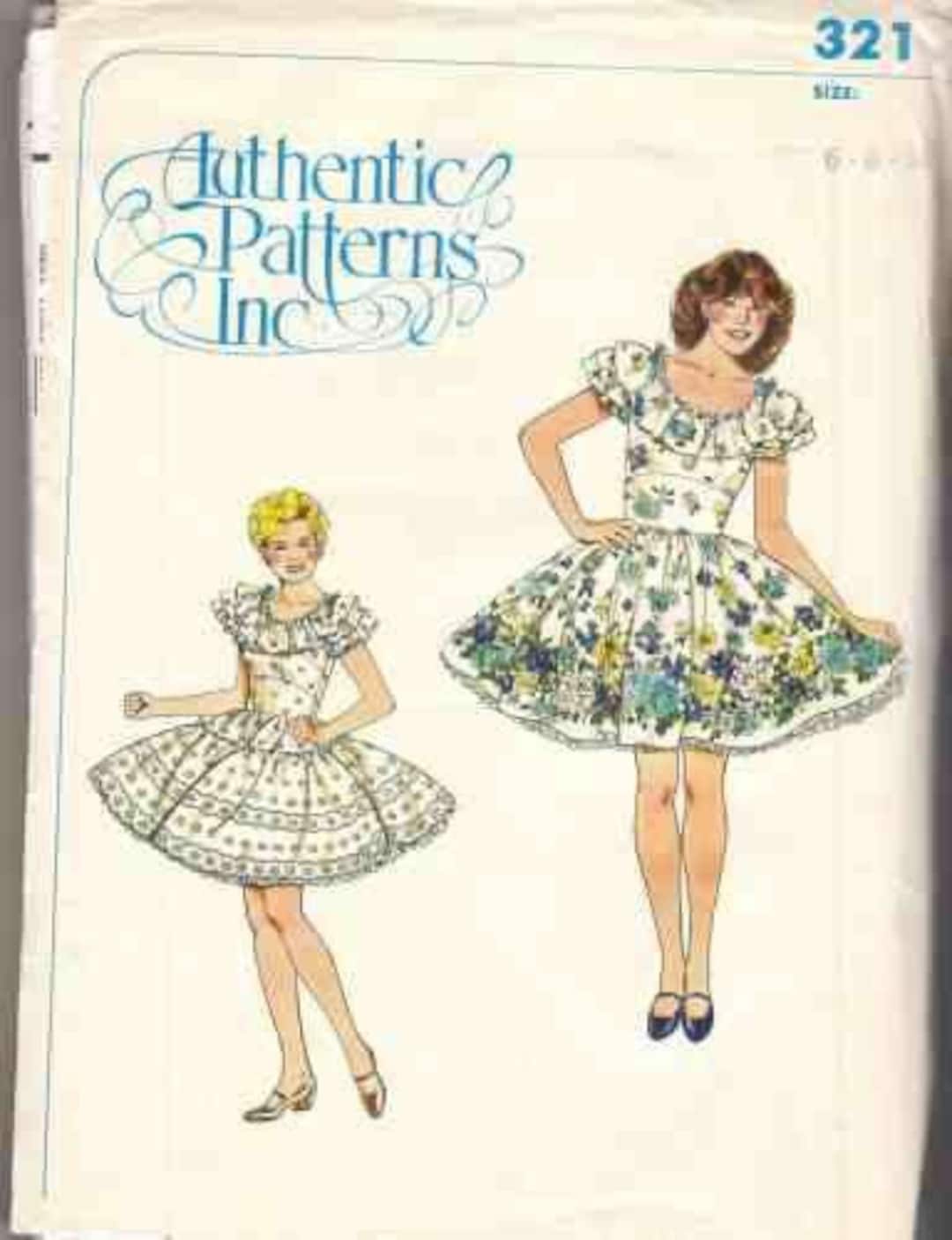 1970s Authentic Patterns 321 Ladies Square Dance Dress Pattern Ruffled ...
