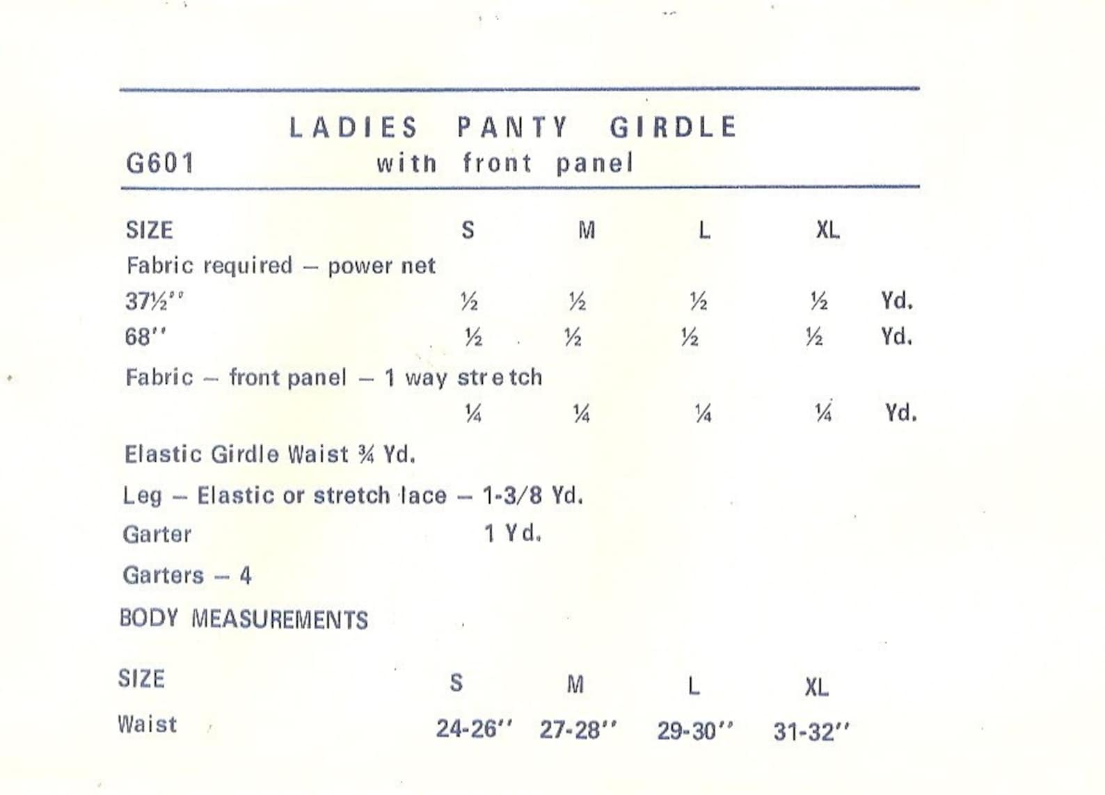 Sew Lovely G601 1960s Misses Panty Girdle Pattern Womens Vintage ...