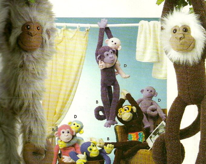 Simplicity 9526 Stuffed MONKEY Pattern 15 and 26 Inches Stuffed Animal ...