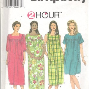 Simplicity 7676 Pullover Dress Muu Muu Pattern Easy Sleeve and Neckline Options Womens Sewing ...