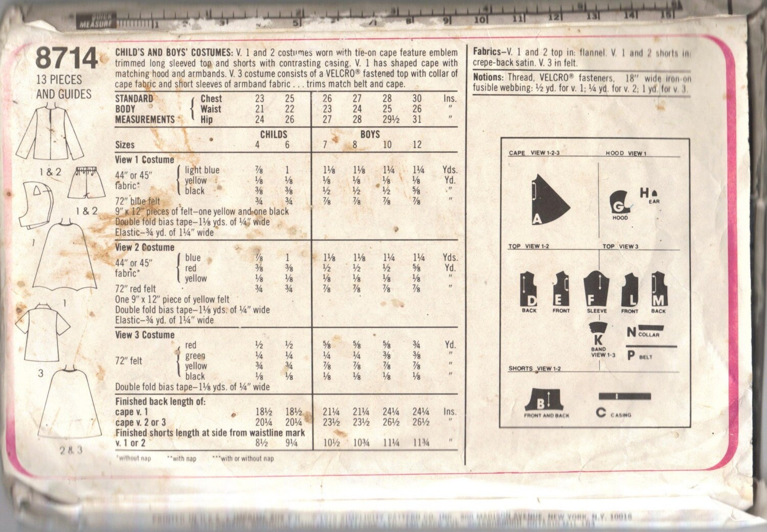 1970s Simplicity 8714 Childs Superheros Batman Robin Superman Costume ...