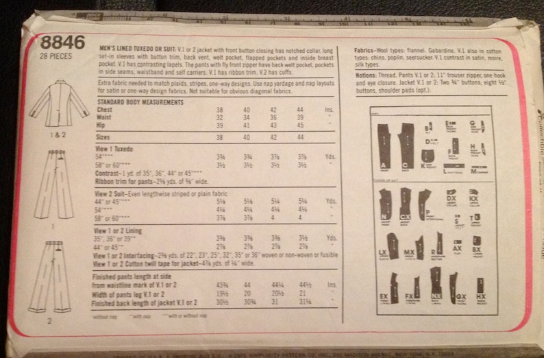 Simplicity 8846 1970s Mens Tuxedo Jacket and Pants Pattern | Etsy