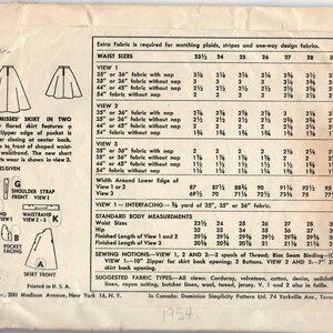Simplicity 1013 1950s High Waist Skirt Pattern Scalloped Pocketsshaped ...
